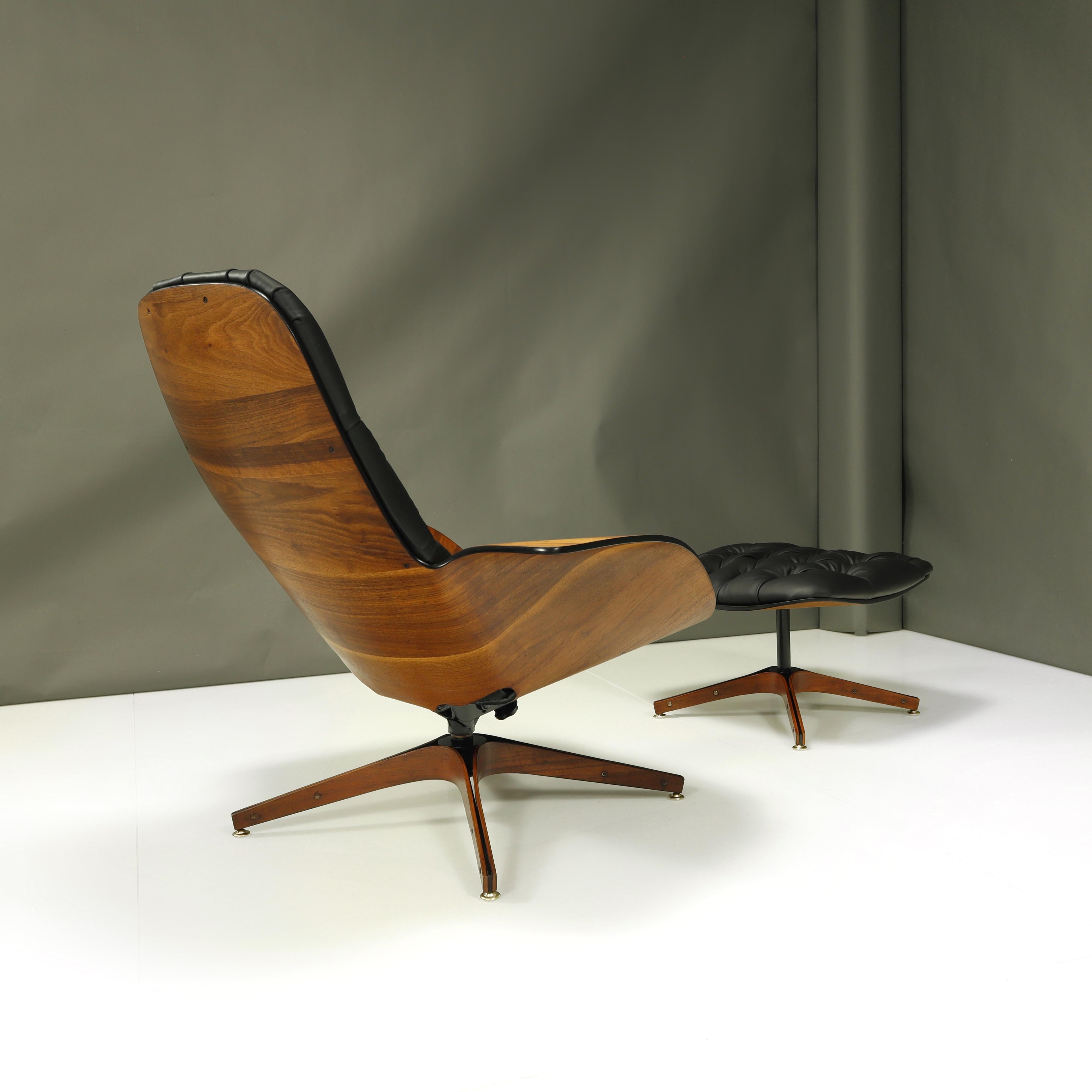 Restored Mid-Century Modern 'Mr. Chair' and Ottoman by George Mulhauser ...