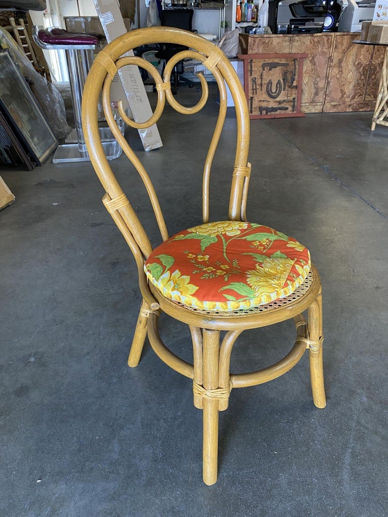 Restored Midcentury Rattan Dining Chairs with Scrolling Back, Set of 4 ...