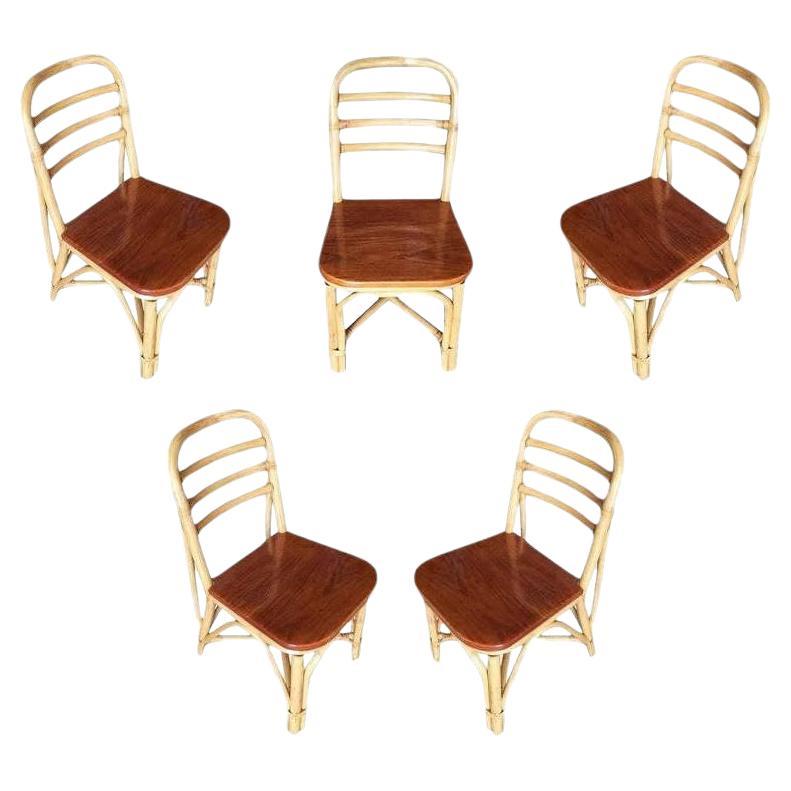 Suite of Five Oka Bentwood Dining Chairs Lovely Rattan Woven Seats at ...