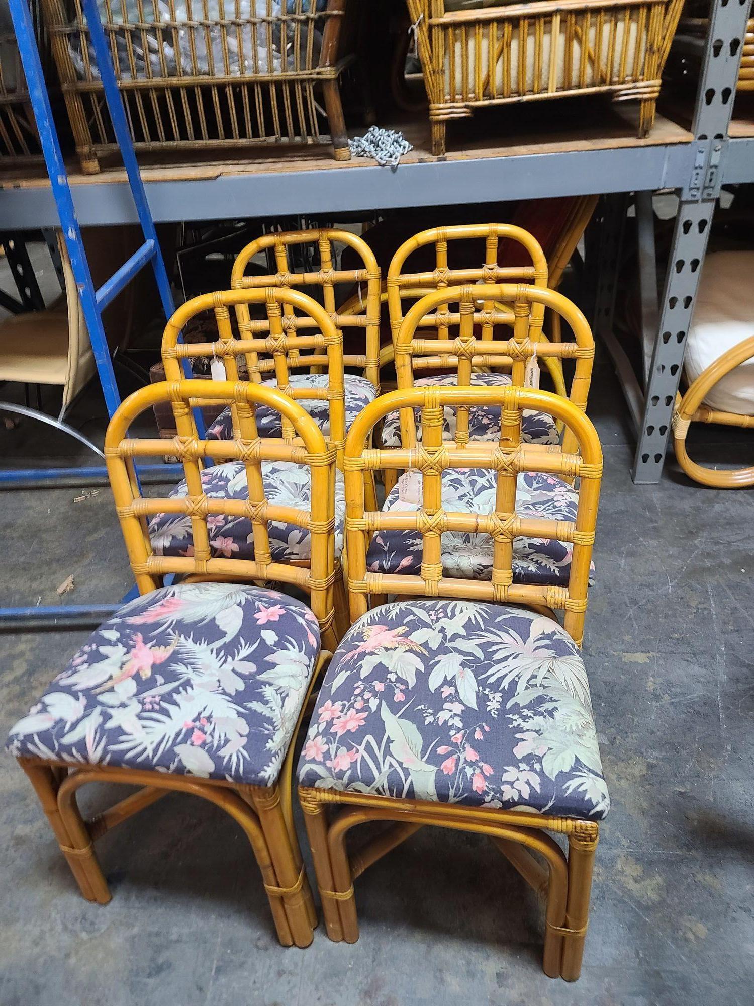 Restored Midcentury Rattan Dining Chairs with Tic-Tac-Toe Back, Set of ...