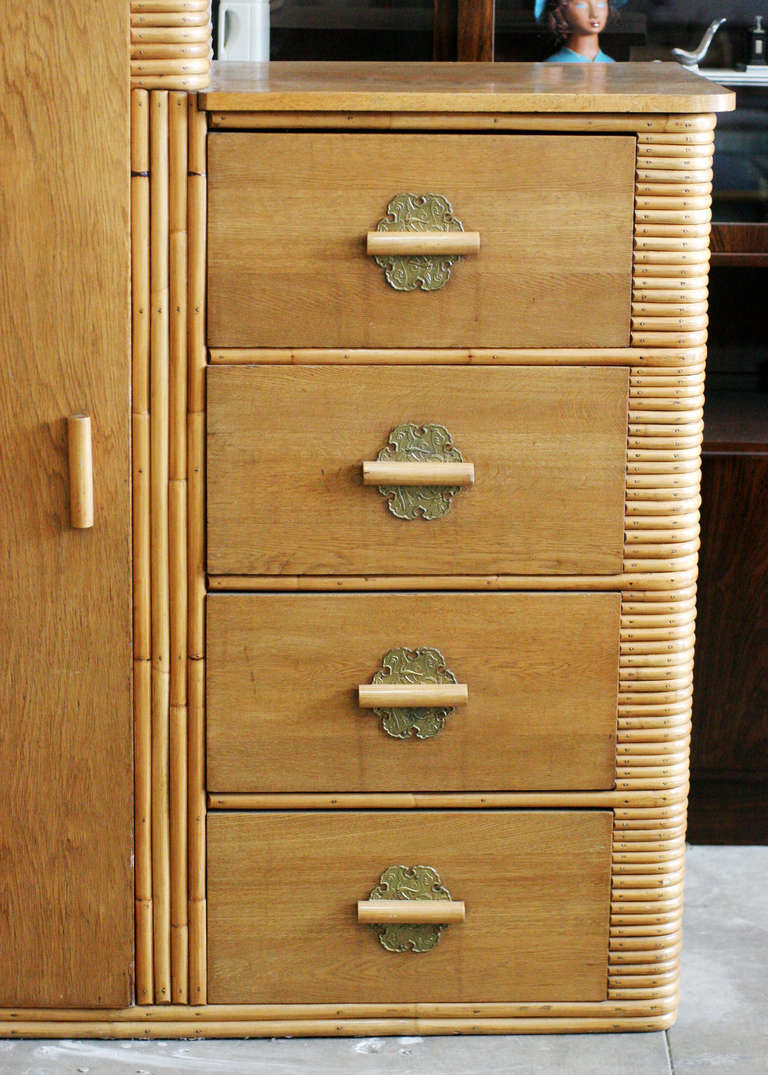 Restored Museum Quality Stacked Rattan Armoire, circa 1930 at 1stDibs ...