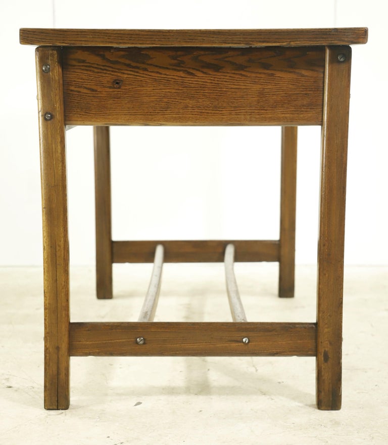 Restored Oak Workbench Desk 1 Drawer Counter Height For Sale at 1stDibs