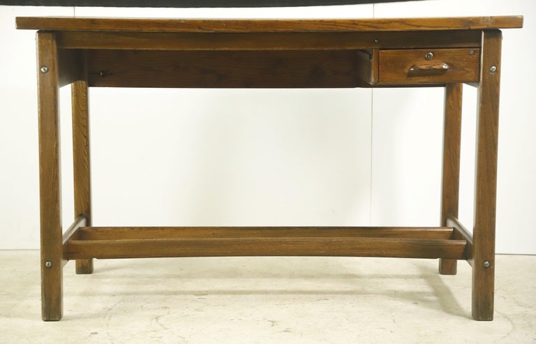 Restored Oak Workbench Desk 1 Drawer Counter Height For Sale at 1stDibs