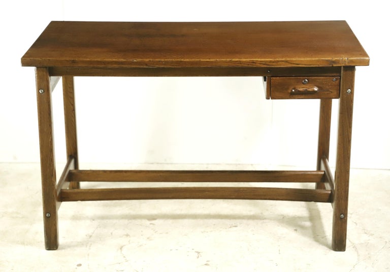 Restored Oak Workbench Desk 1 Drawer Counter Height For Sale at 1stDibs