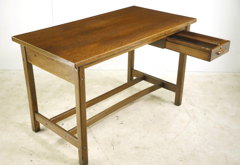 Restored Oak Workbench Desk 1 Drawer Counter Height For Sale at 1stDibs