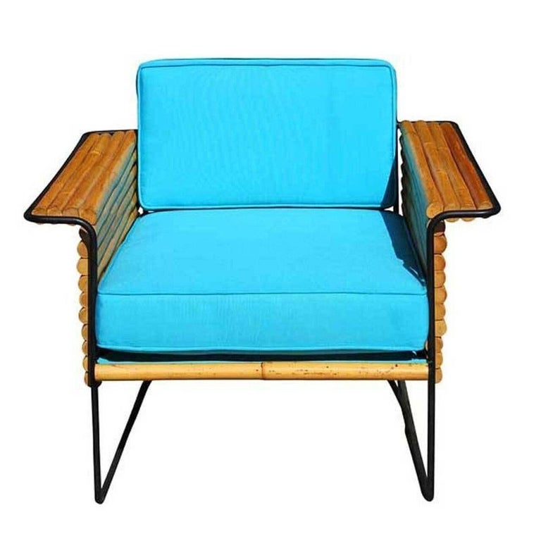 Restored Pair of Wrought Iron and Rattan Ski Club Chairs by Shirley ...