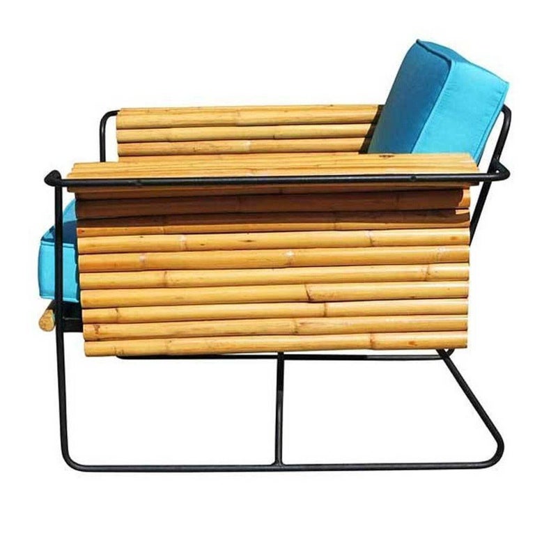 Restored Pair of Wrought Iron and Rattan Ski Club Chairs by Shirley ...