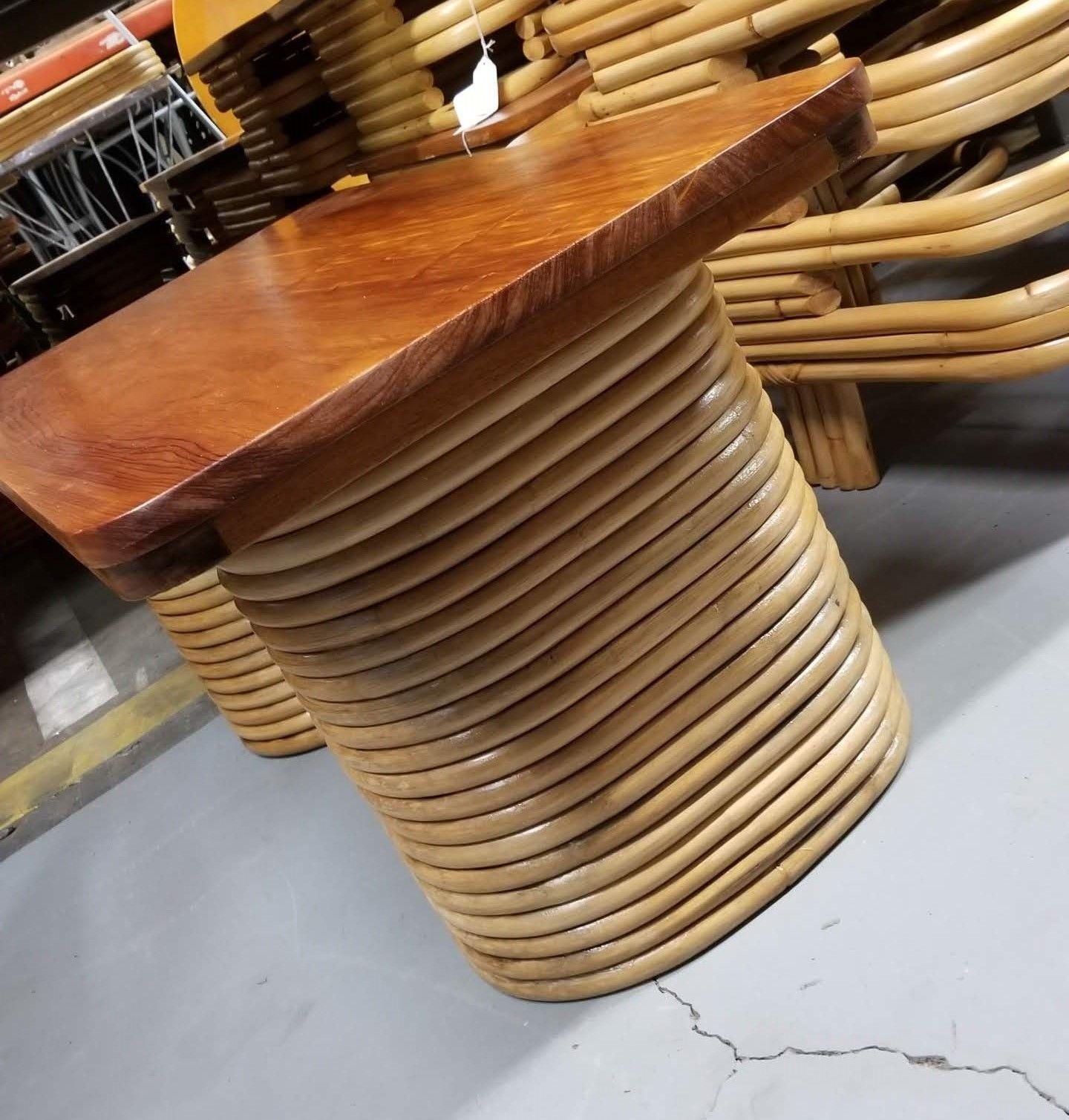 Restored Paul Frankl Rattan Coffee Table with Curly Koa Wood Top For ...