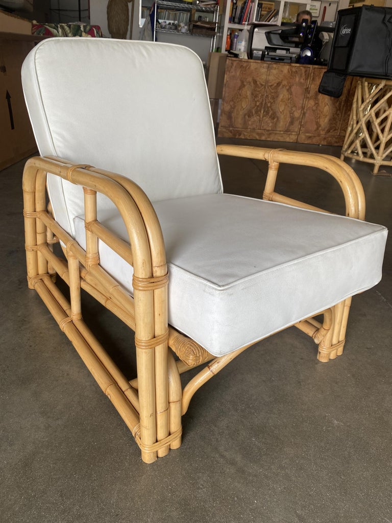Restored Paul Lazslo Rattan Two Strand Lounge Chair, Pair at 1stDibs