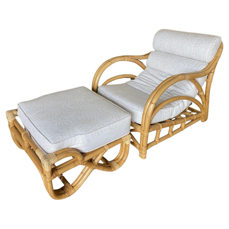 Restored Post War "1940s Transition" Rattan Lounge Chair with Ottoman ...