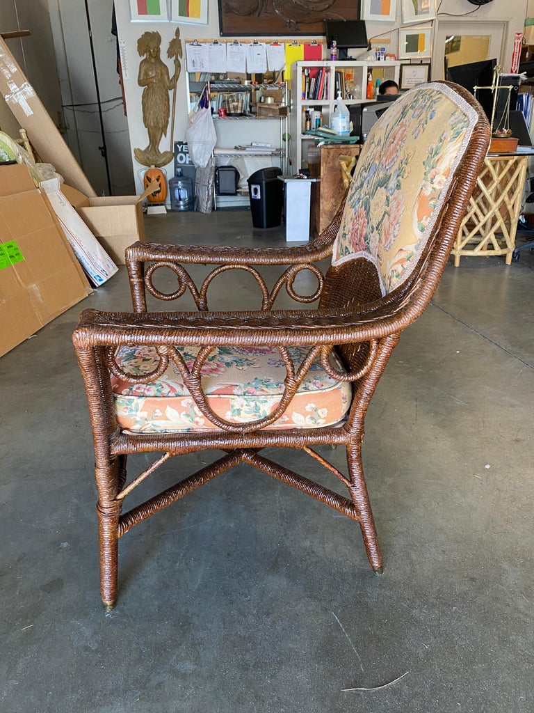 Restored "President's" Art Deco Stick Rattan Lounge Chair with U Shaped ...
