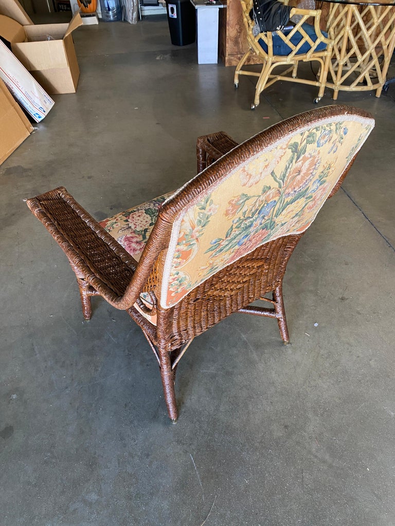 Restored "President's" Art Deco Stick Rattan Lounge Chair with U Shaped ...