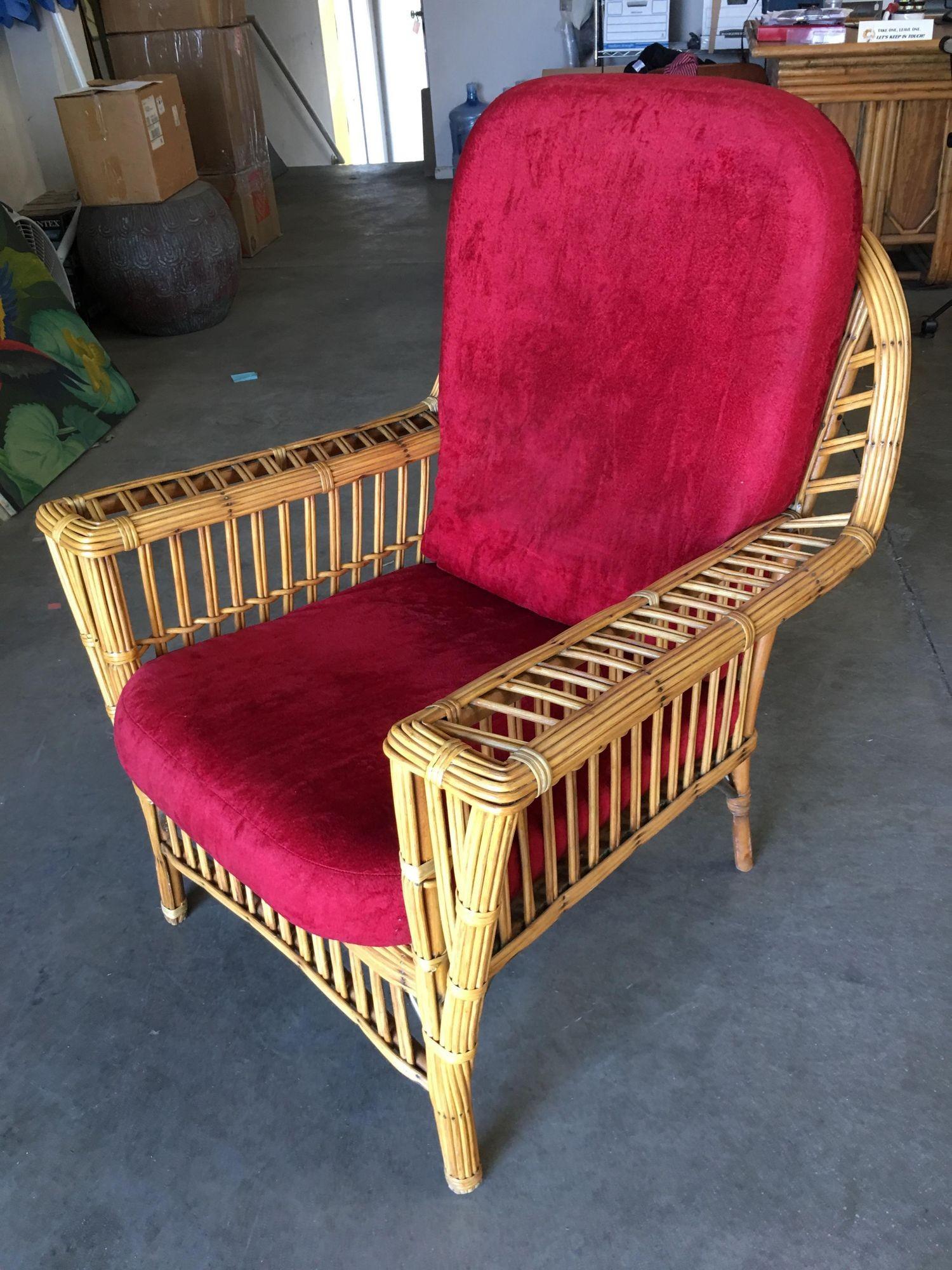 Restored "President's" Stick Reed Rattan Lounge Chair W/ Tapered Leg ...