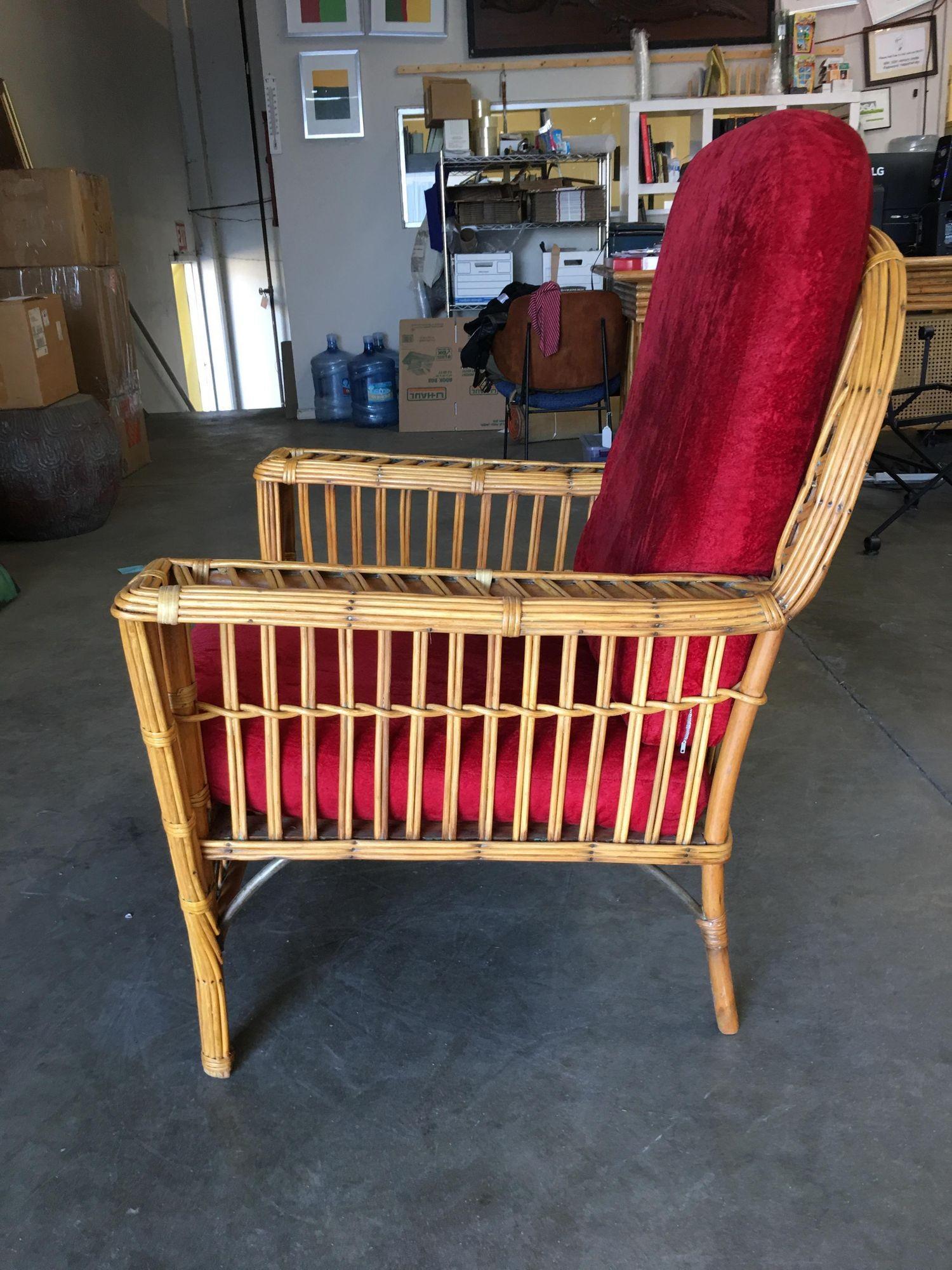 Restored "President's" Stick Reed Rattan Lounge Chair W/ Tapered Leg ...