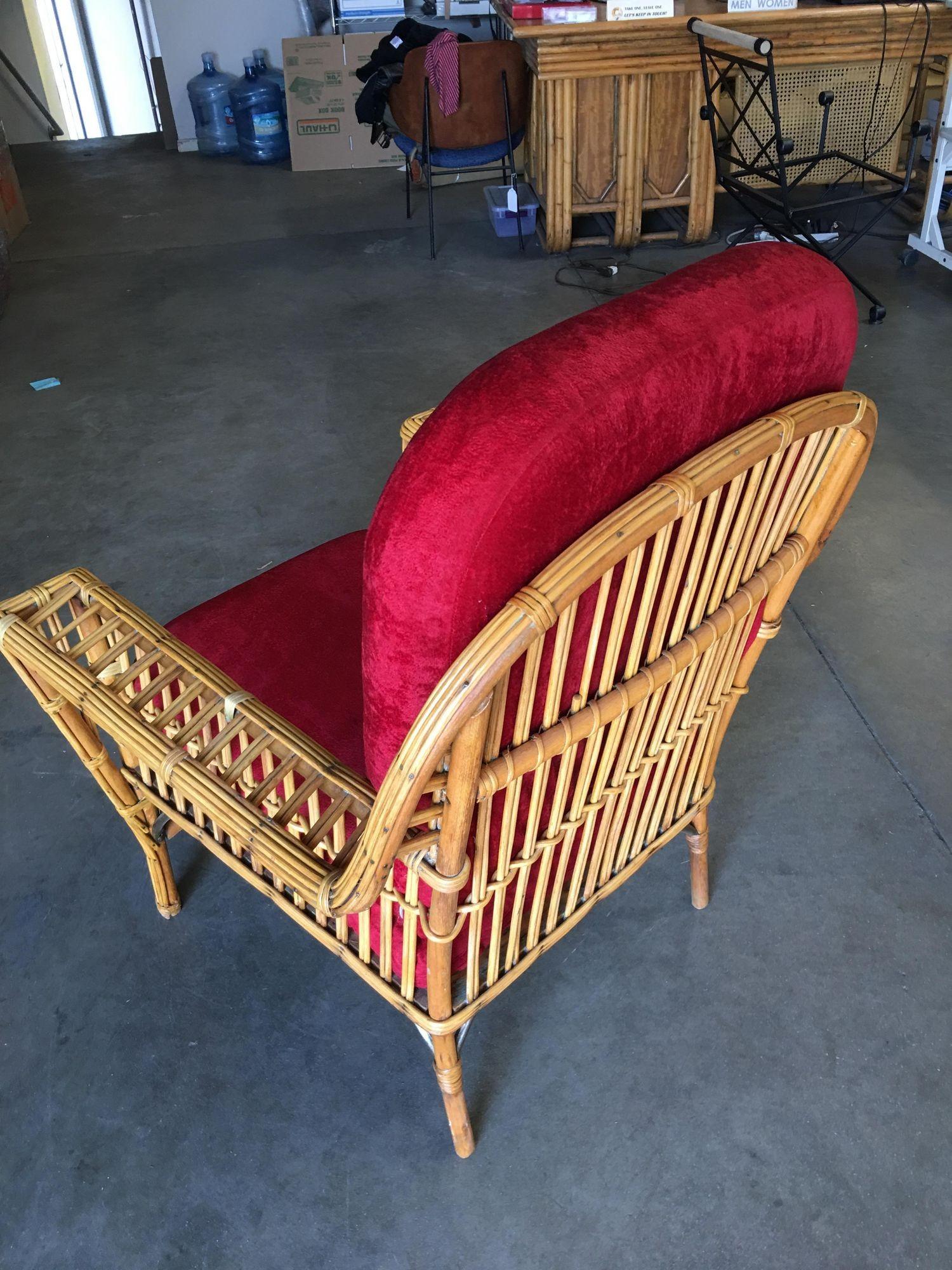 Restored "President's" Stick Reed Rattan Lounge Chair W/ Tapered Leg ...