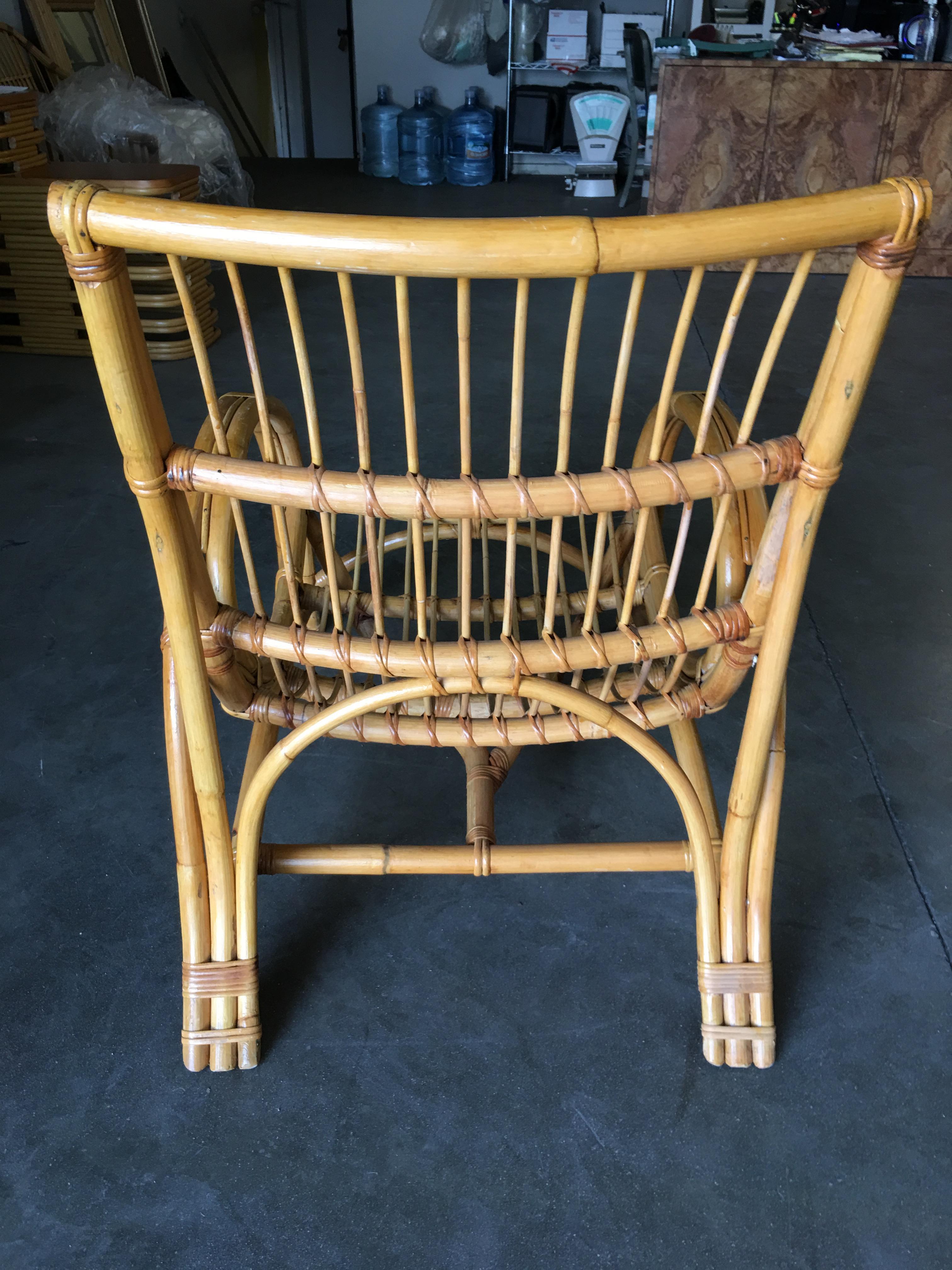 Restored Rare Two-Strand Slope Seat Rattan Lounge with Ottoman at 1stDibs