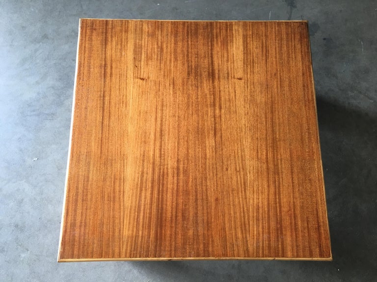 Restored Rattan Corner Side Table with Removable Mahogany Second Tier ...