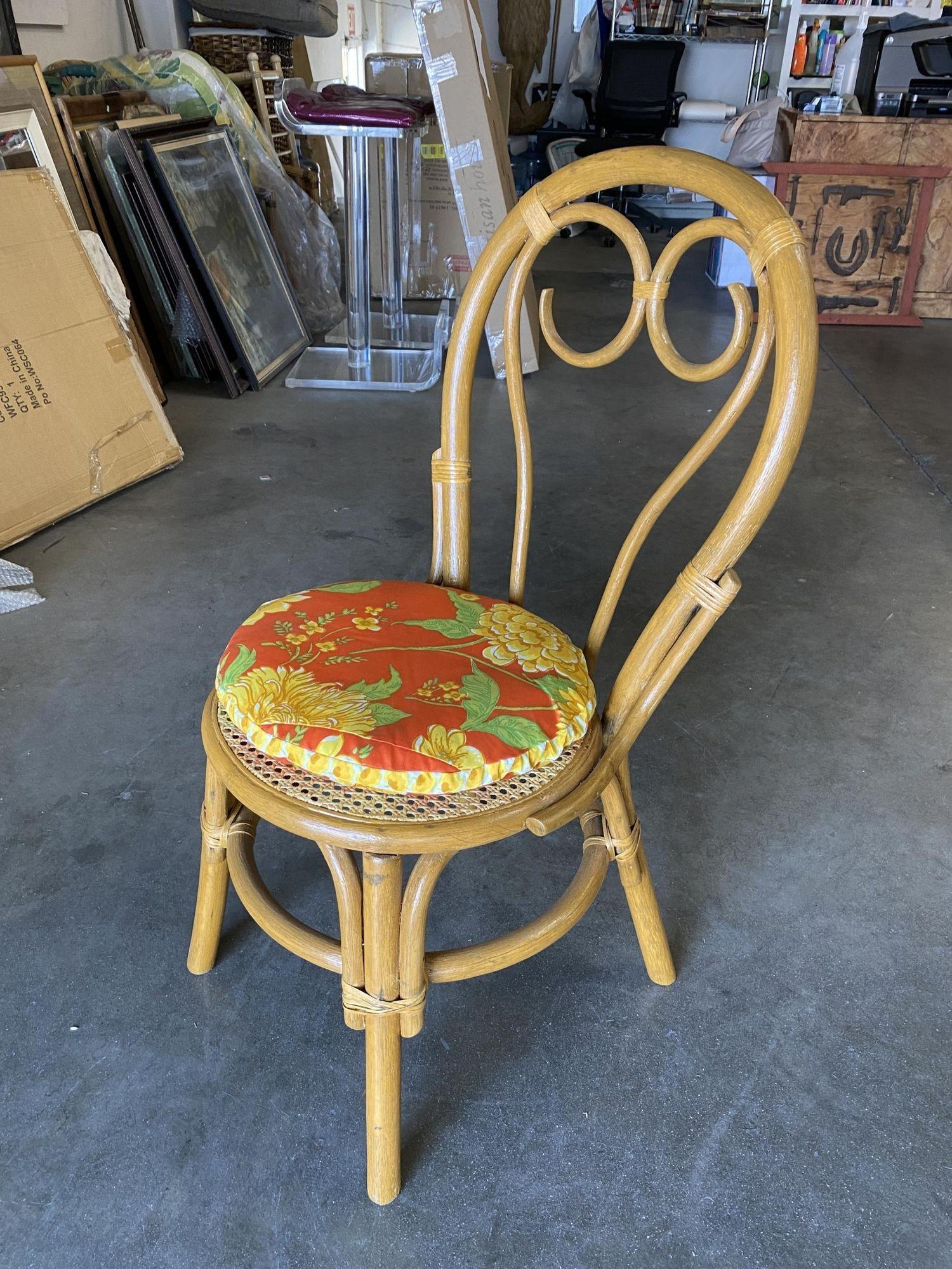 Restored Rattan Dining Chairs with Scrolling Back, Set of 4 For Sale at ...