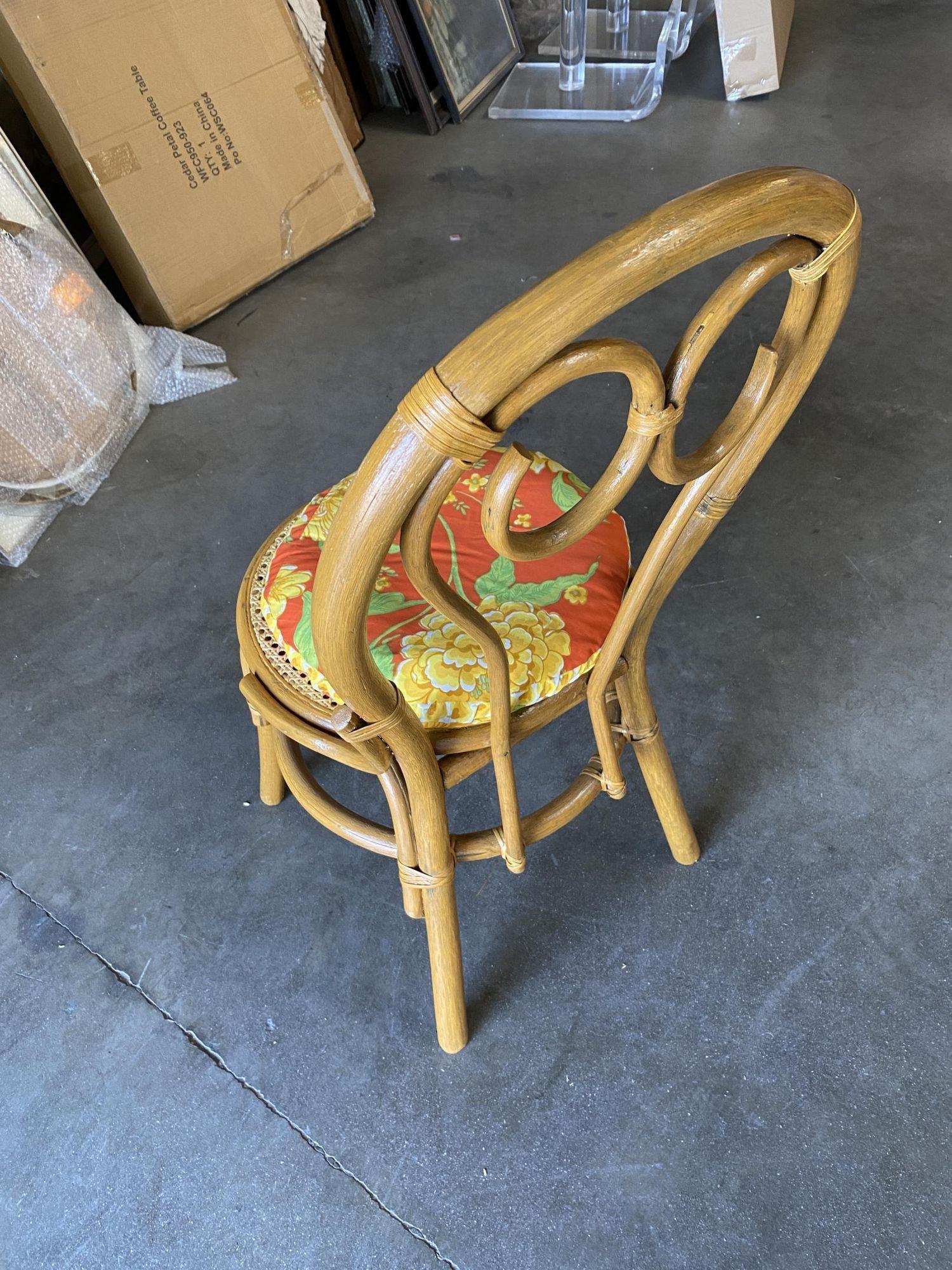 Restored Rattan Dining Chairs with Scrolling Back, Set of 4 For Sale at ...