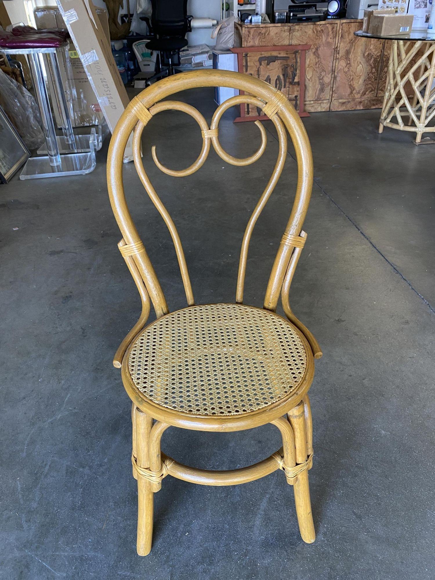 Restored Rattan Dining Chairs with Scrolling Back, Set of 4 For Sale at ...