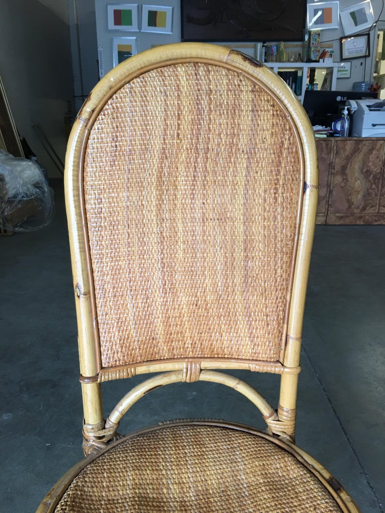Restored Rattan Side Chair with Large Wicker Fan Back and Seat For Sale ...