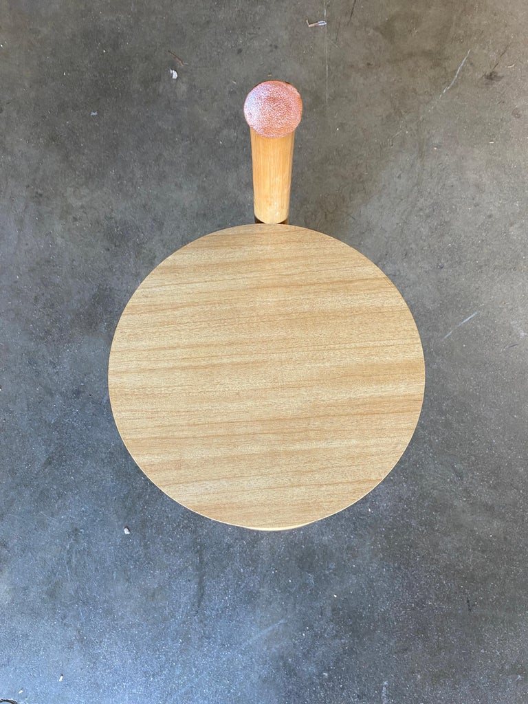 Restored Rattan Side Table Drink Shelf Stand w/ Handle For Sale at 1stDibs