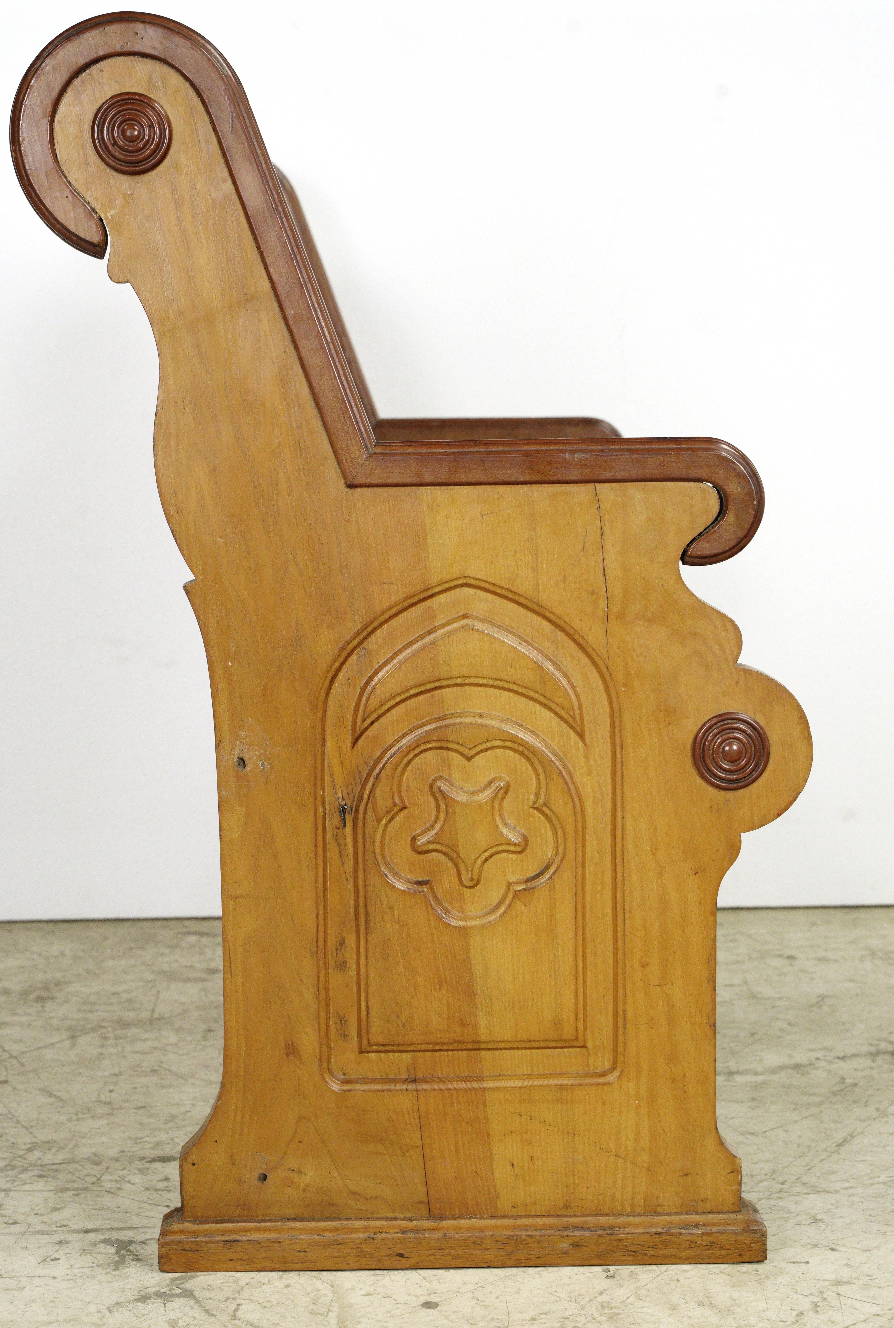 Restored Reclaimed 47 in. Medium Tone Pine Pew Bench For Sale at 1stDibs