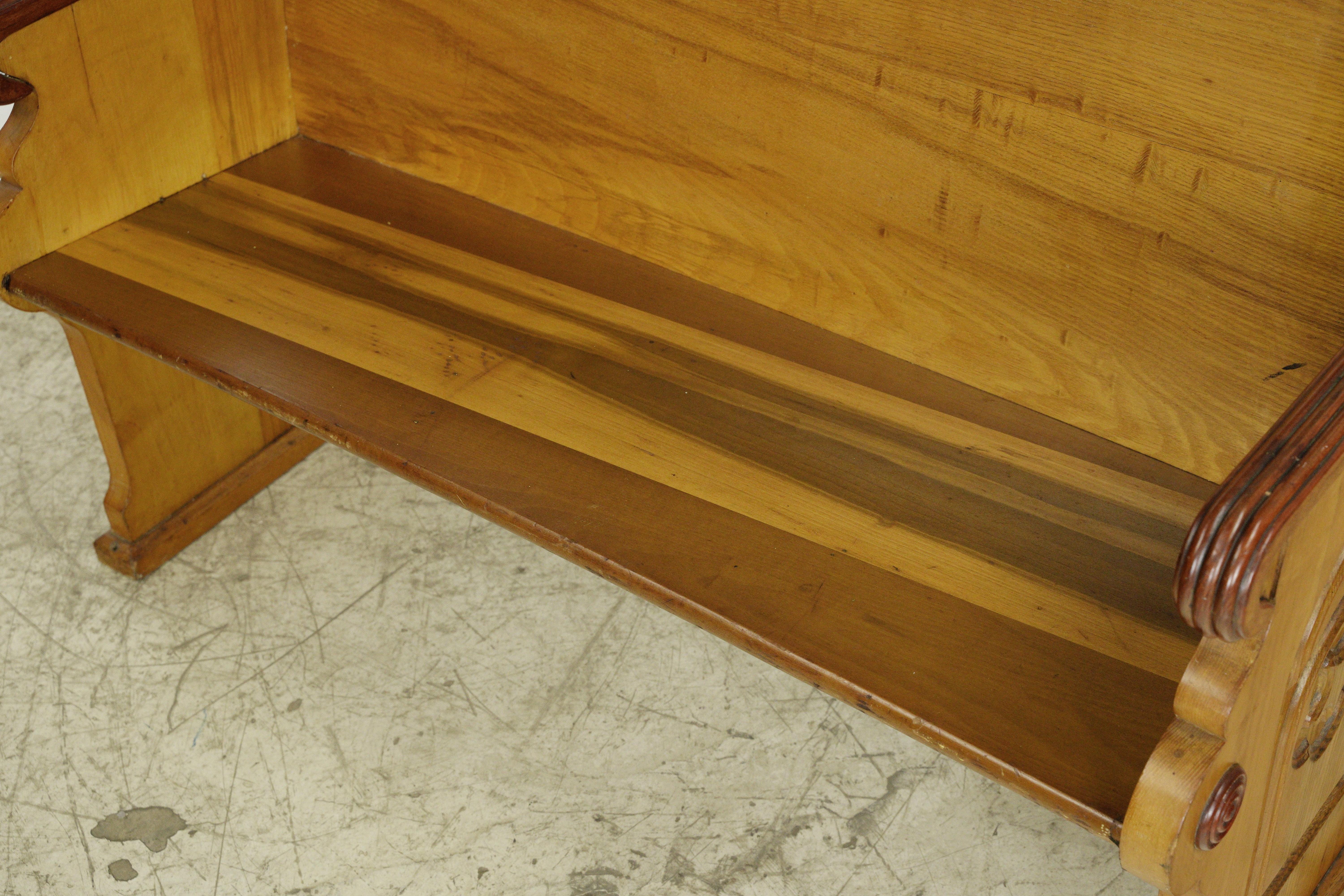 Restored Reclaimed 47 in. Medium Tone Pine Pew Bench For Sale at 1stDibs