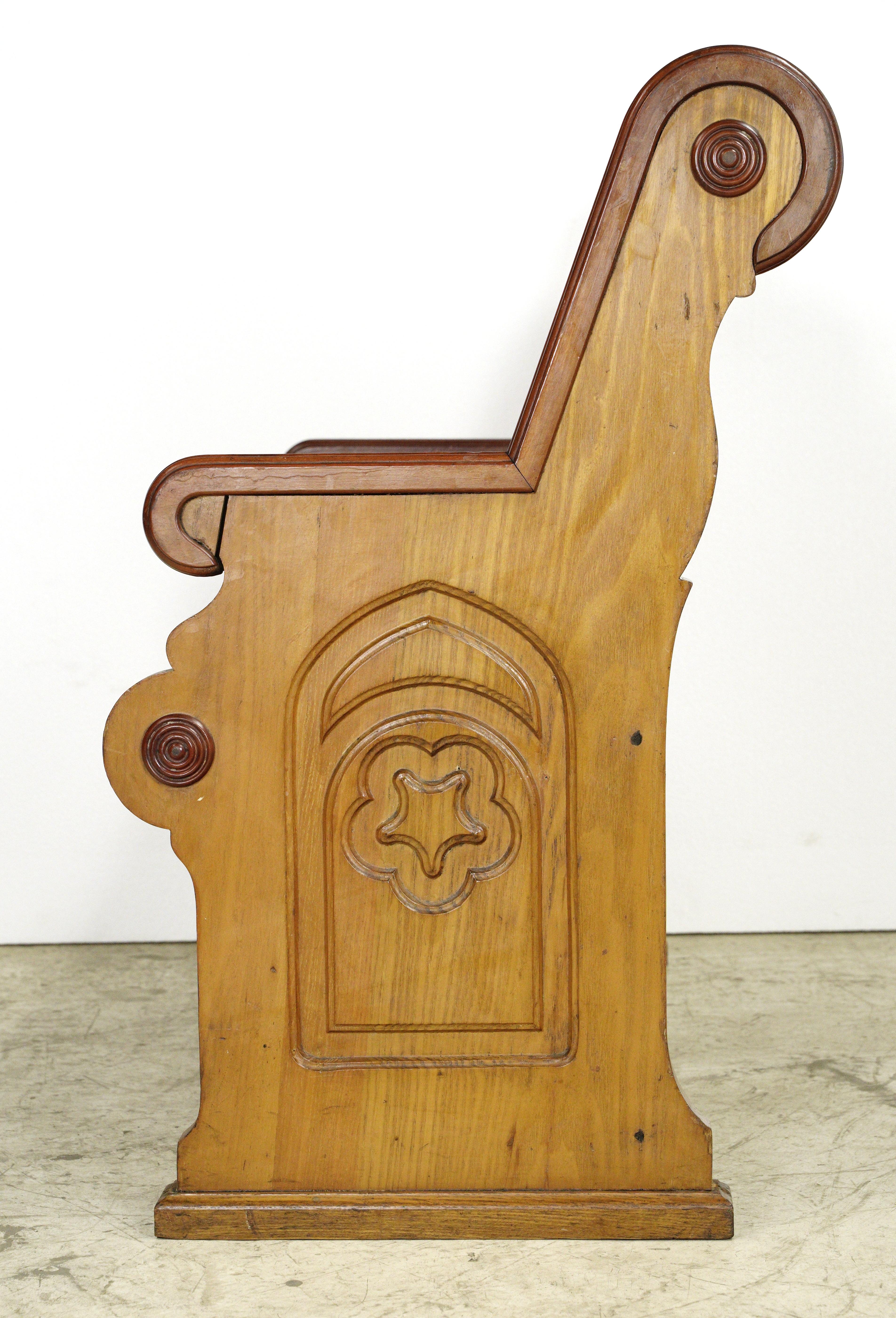 Restored Reclaimed 47 in. Medium Tone Pine Pew Bench For Sale at 1stDibs