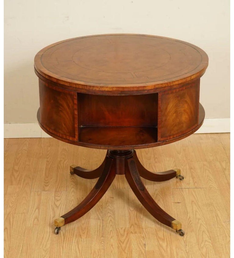 Restored Regency Style Revolving Bookcase Drum Table in Hand Dyed ...