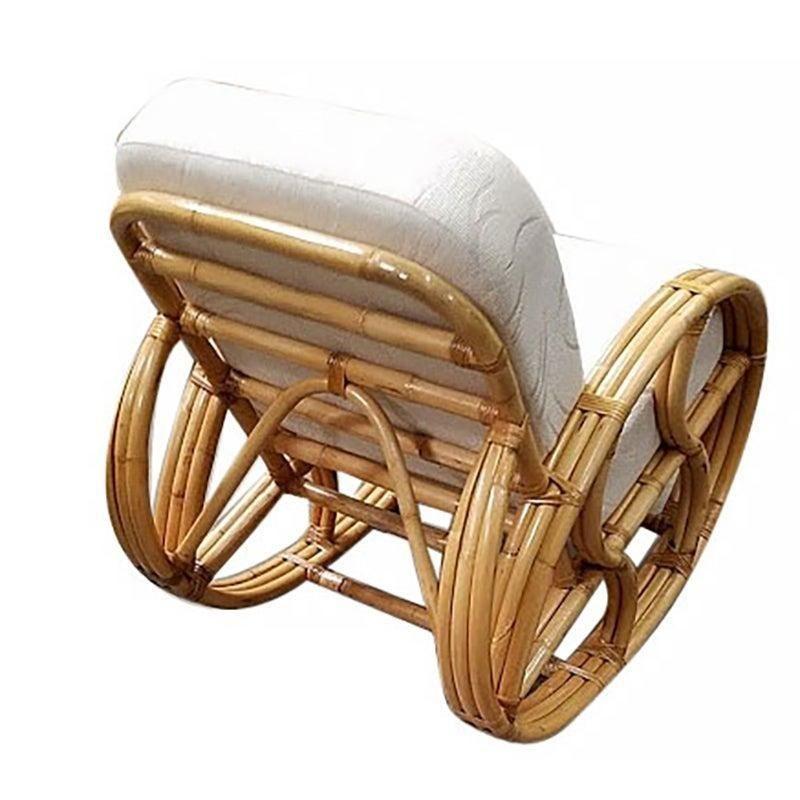 Restored Ritts Rattan Rocking Chair with White Cushions at 1stDibs