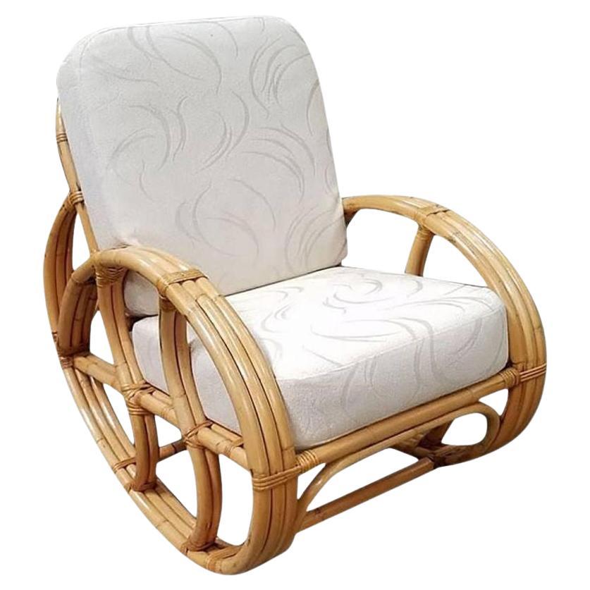 Restored Ritts Rattan Rocking Chair with White Cushions at 1stDibs