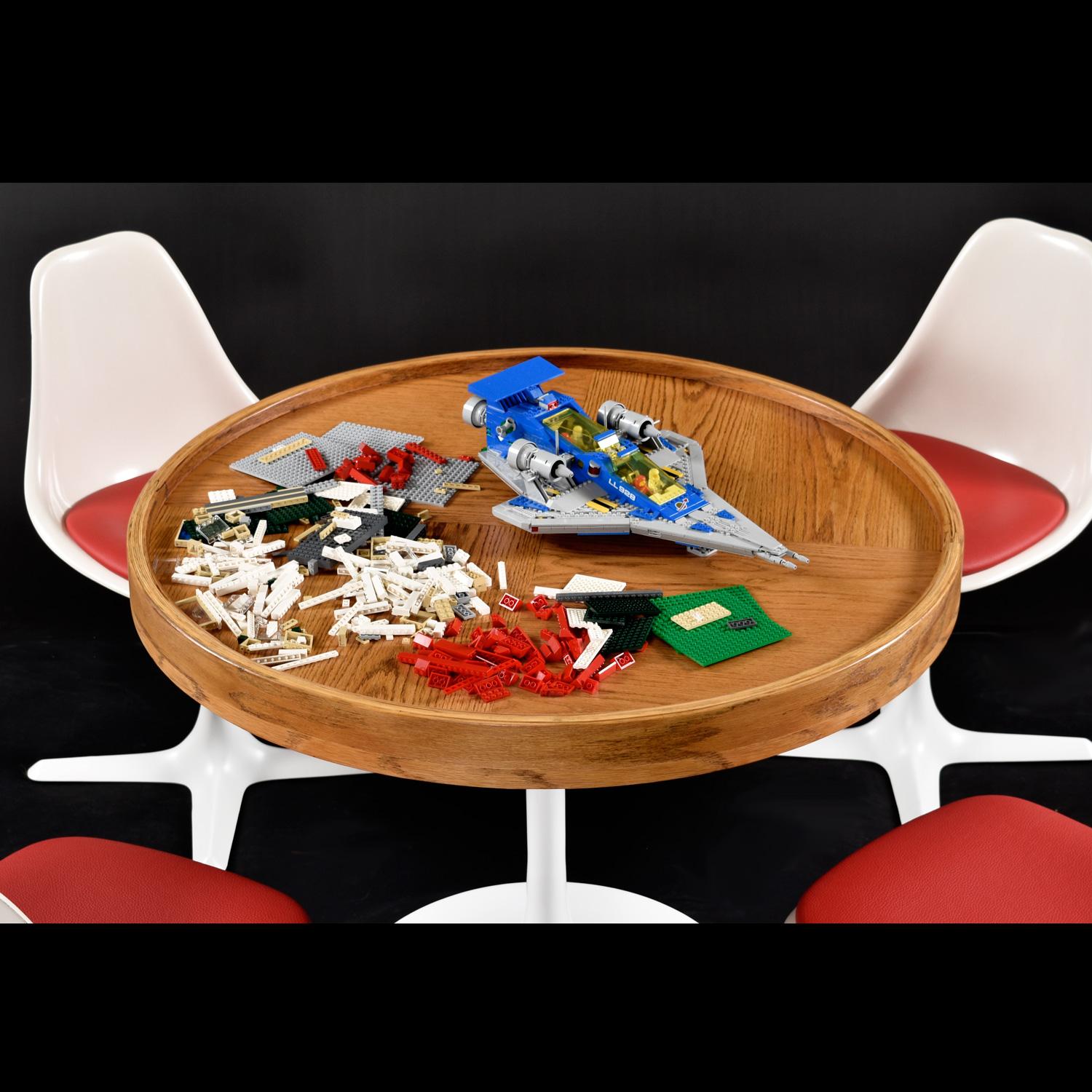 Restored Saarinen Base Oak Top Lego Gaming Table Set With 4 Burke Tulip ...