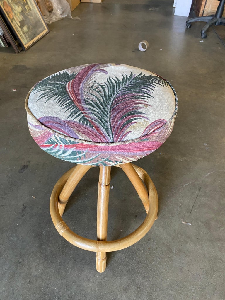 Restored Single Stand Four Pole "Twist" Rattan Bar Stool, Pair at 1stDibs