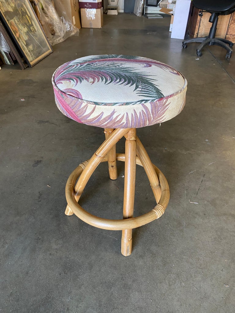 Restored Single Stand Four Pole "Twist" Rattan Bar Stool, Pair at 1stDibs