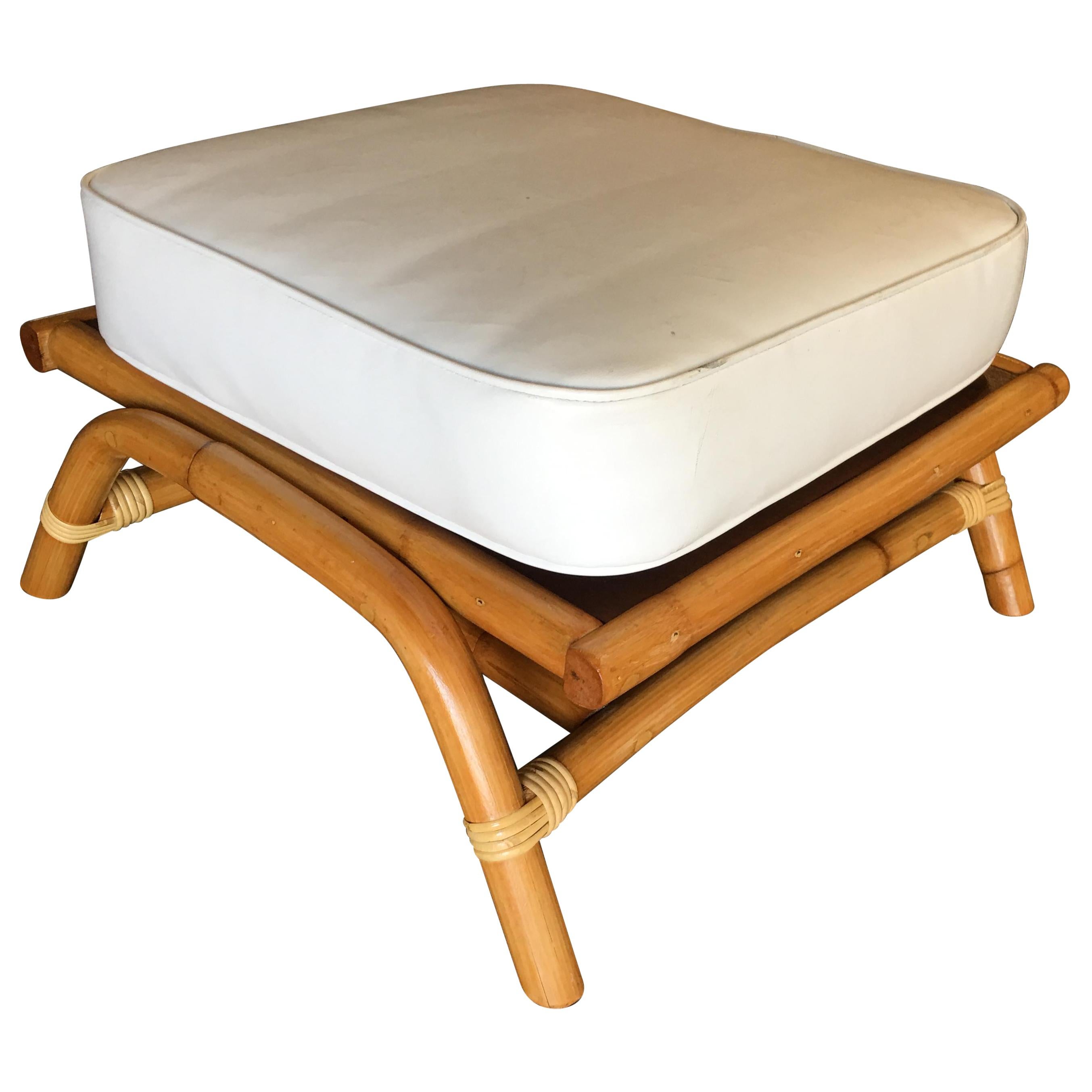 Restored Single Stand Rattan Arched "Hopper" Ottoman Stool For Sale at ...