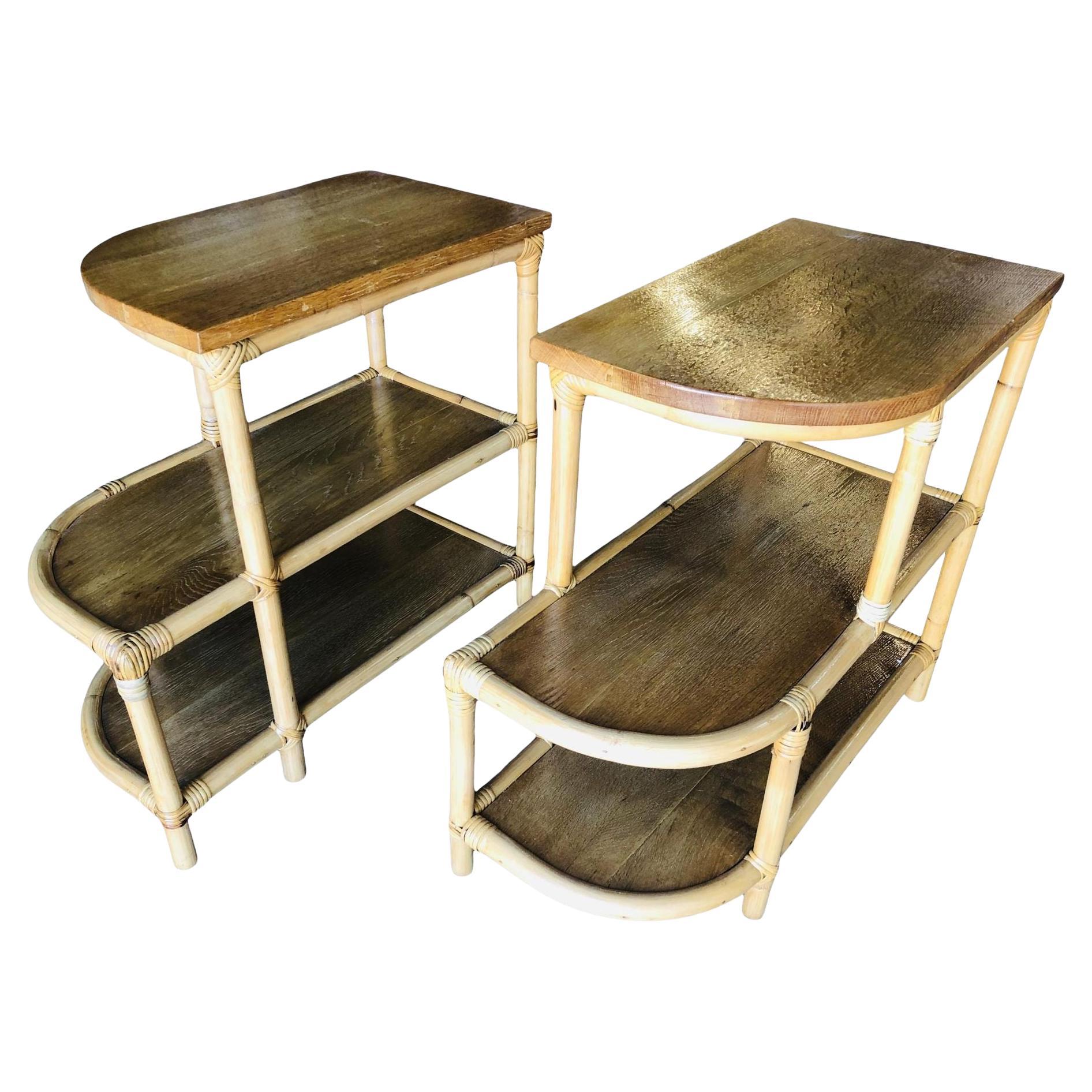 Restored Vintage Single Strand Three-Tier Rattan Side Table For Sale at ...