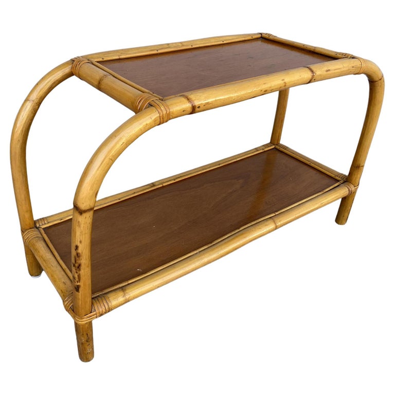 Restored Single Strand Two-Tier "Arch" Rattan Side Table For Sale at ...