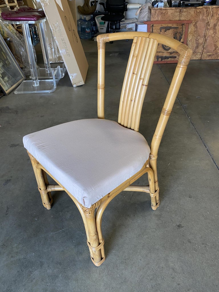 Restored Slat Leg Rattan Dining Chair W/ 8 Strand Backrest, Set of 6 ...