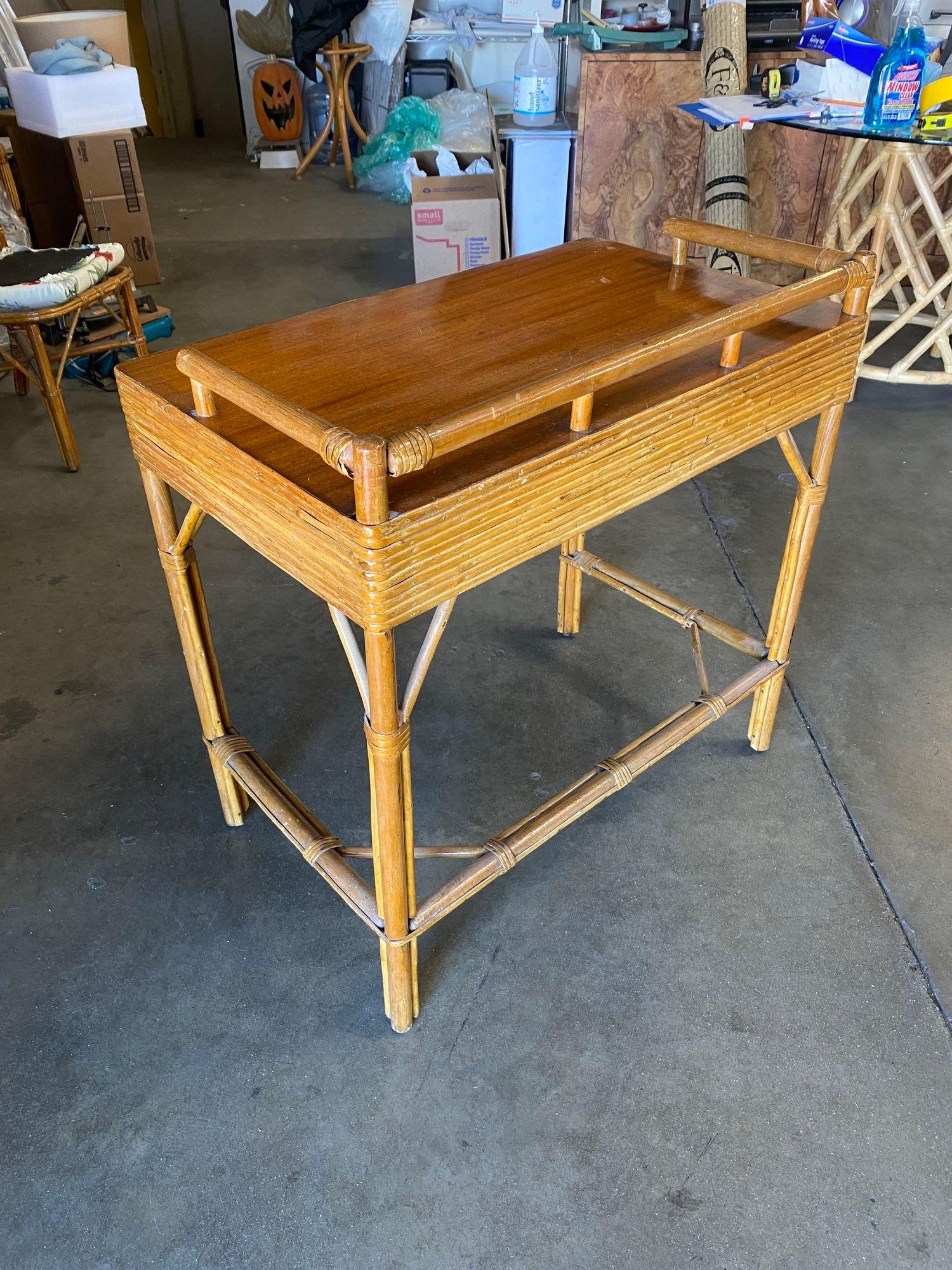 Restored Split Rattan and Mahogany Secretary Desk with Chair For Sale ...