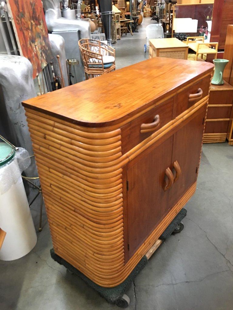Restored Stacked Rattan Storage Cabinet with Mahogany Top at 1stDibs ...