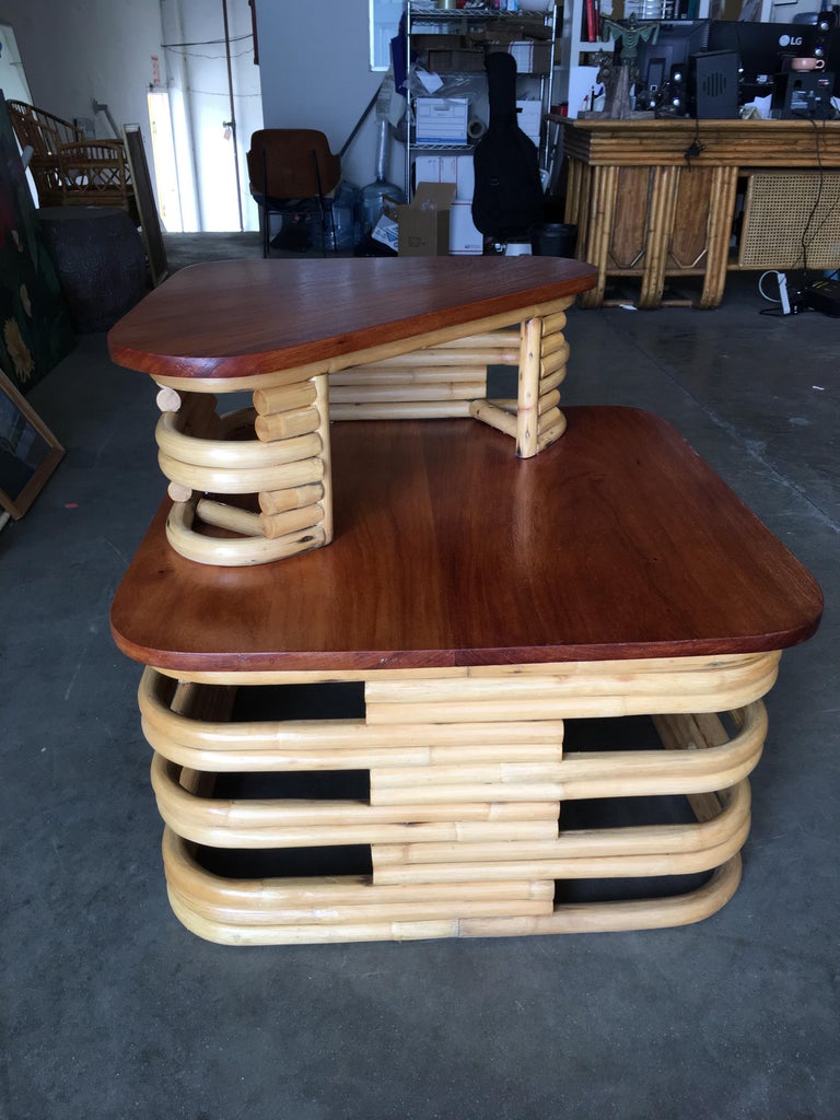 Restored Stacked Two-Tier Rattan Corner Side Table For Sale at 1stDibs ...
