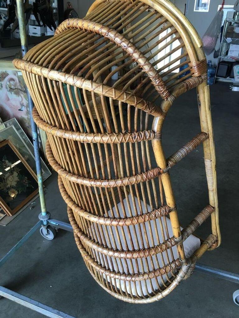 Restored Stick Rattan Hanging Swing Chair For Sale at 1stDibs
