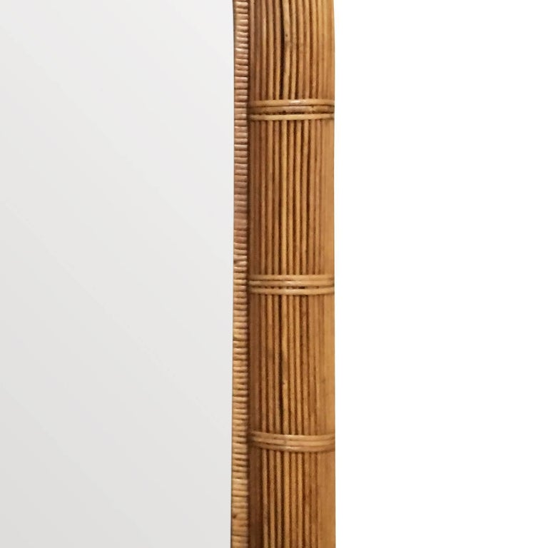Restored Stick Rattan Wall Mirror with Large Rattan Wrappings at 1stDibs