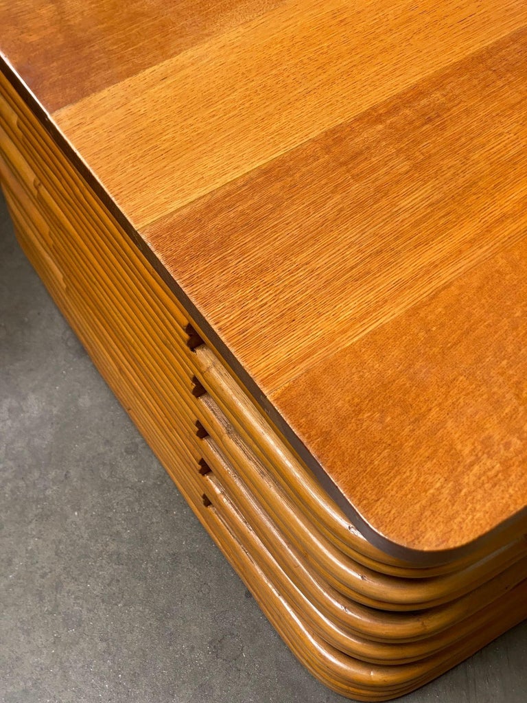 Restored Tall Stacked Rattan Coffee Table with Mahogany Top For Sale at ...