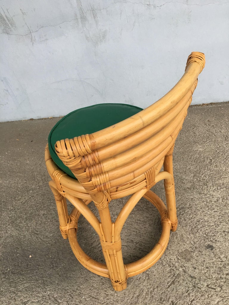 Restored Three-Stand Rattan Vanity Stool with Five-Strand Back at ...