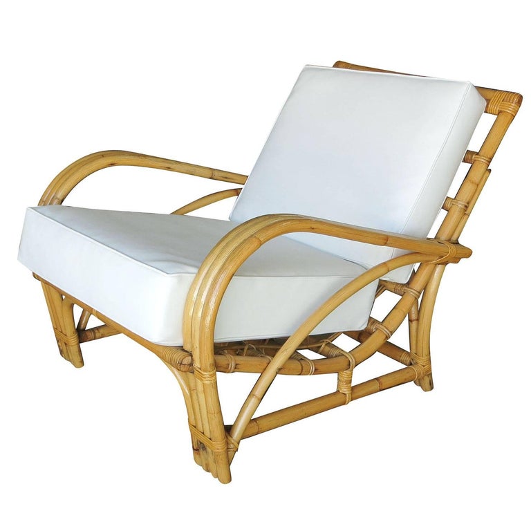 Restored Three-Strand "1940s Transition" Rattan Lounge Chair at 1stDibs