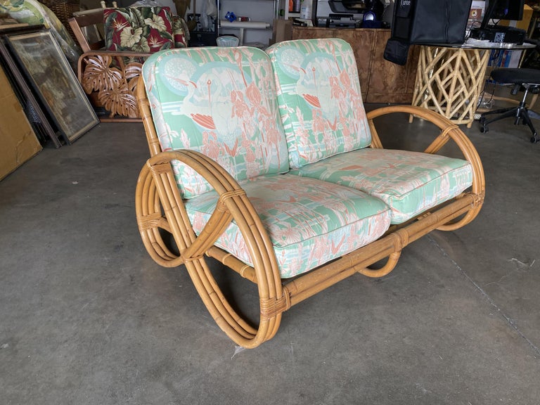 Restored Three-Strand Round Full Pretzel Loveseat Sofa with Arched Base ...
