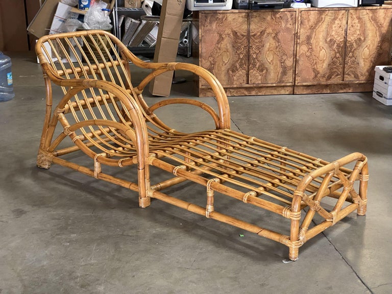 Restored Two-Strand "1940s Transition" Rattan Chaise Lounge For Sale at ...