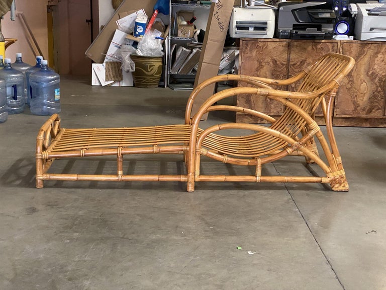 Restored Two-Strand "1940s Transition" Rattan Chaise Lounge For Sale at ...
